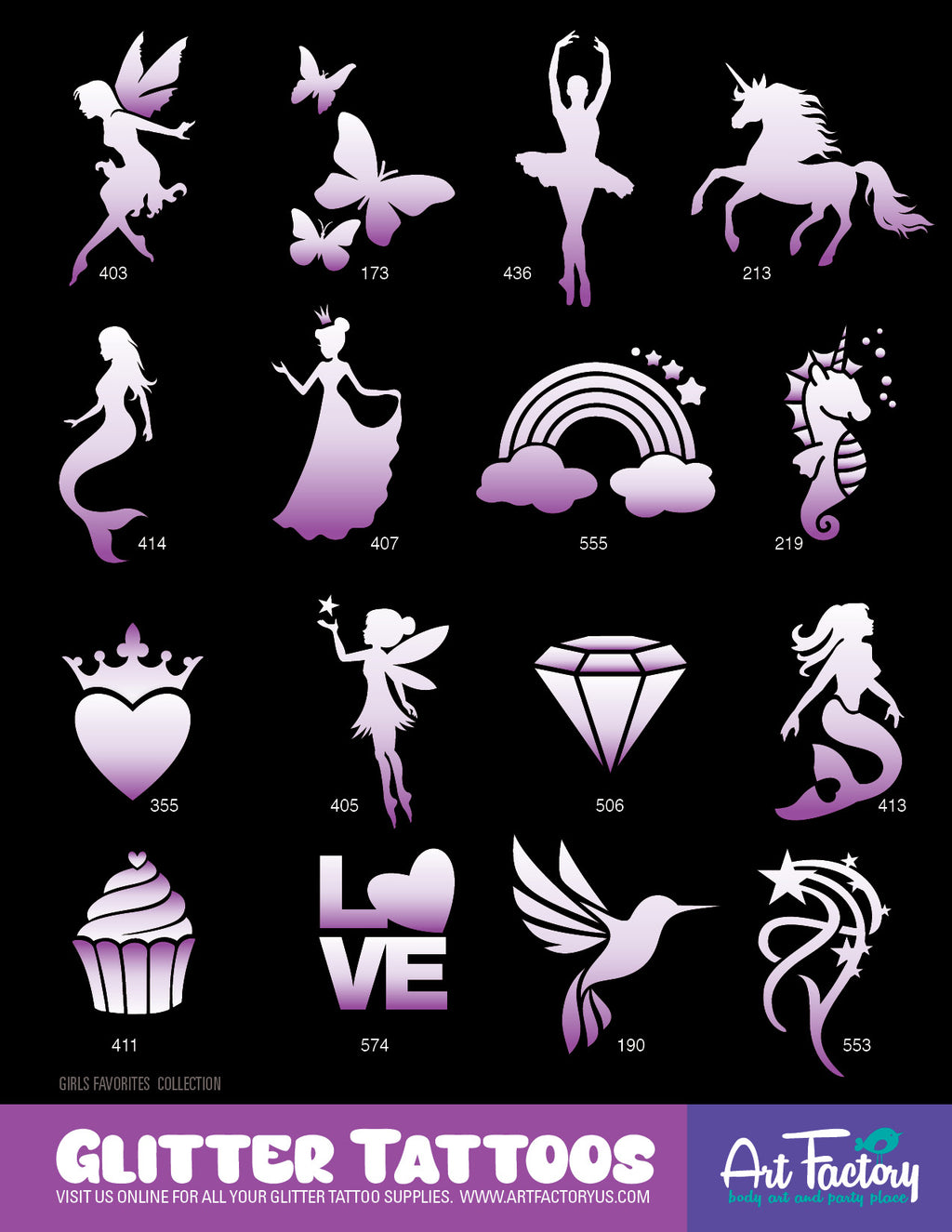 Pro Glitter Tattoo Kits — www.artfactoryus.com