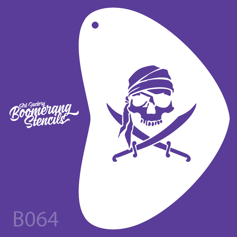 Pirate Skull Boomerang Face Painting Stencil by the Art Factory — www ...