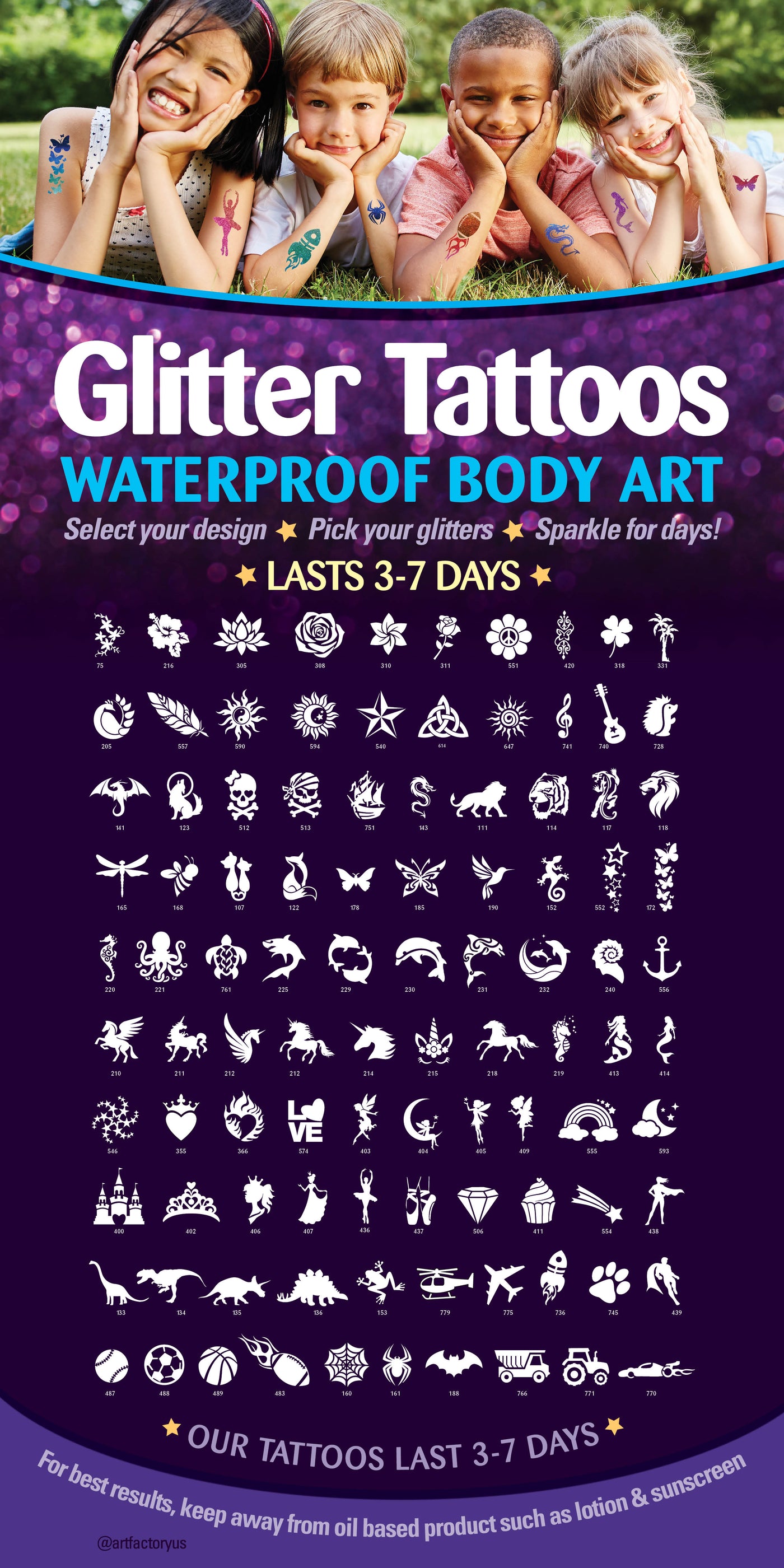 Festival Pro Glitter Tattoo Kit - 500 Tattoo With Vinyl Banner — www ...