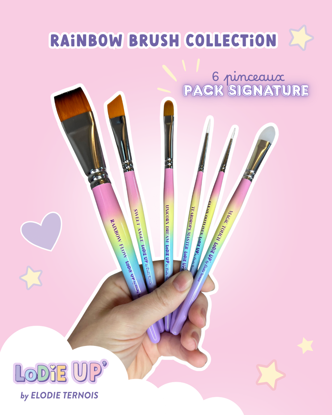 LODIE UP’ Rainbow Brush Collection – Signature Face Painting 6 Piece ...