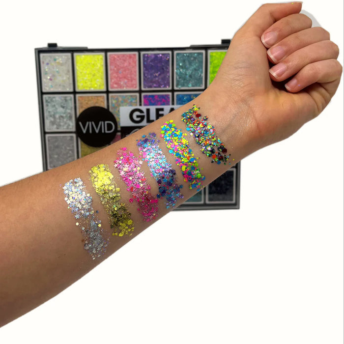 Vivid Gleam Glitter Cream Palette | 24-Color Professional Glitter ...