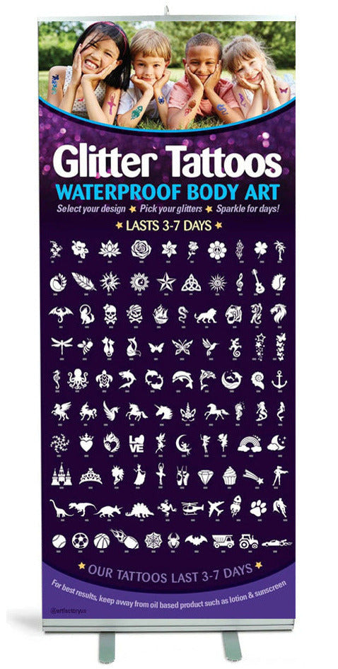 Glitter Tattoo Display Retractable Banner- Best Sellers — www ...