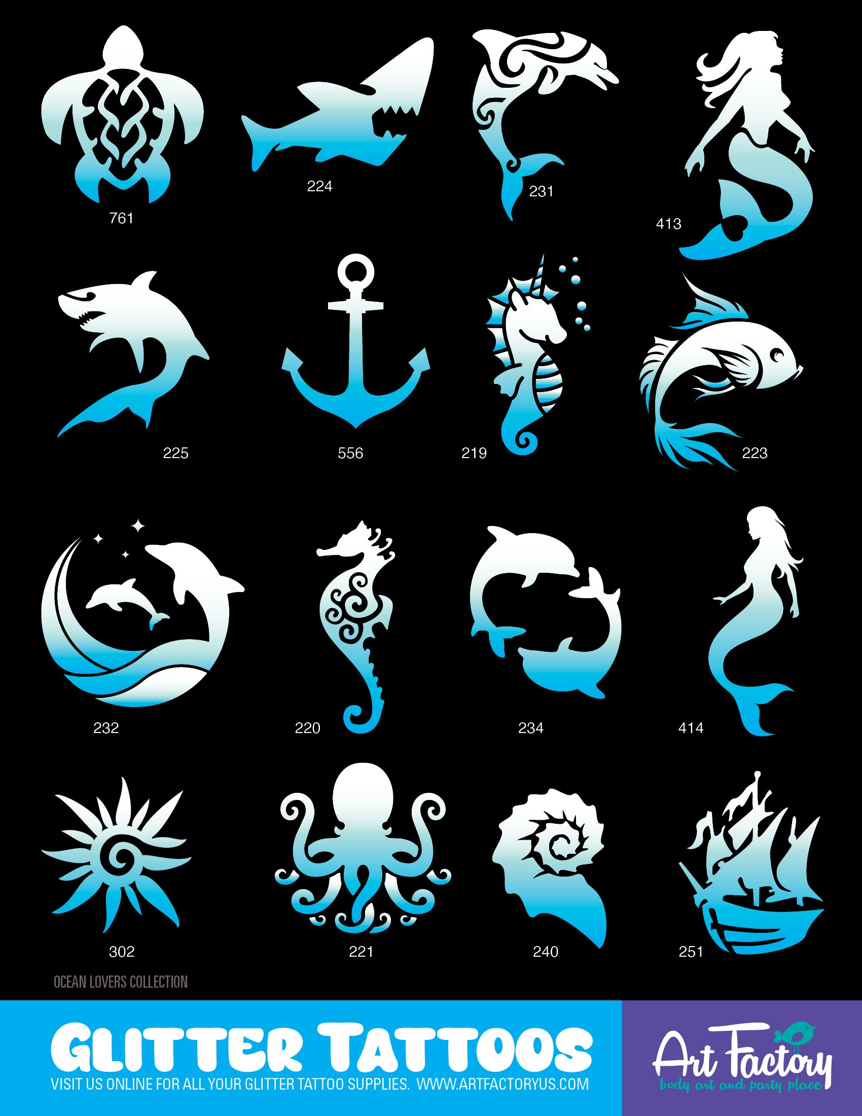OCEAN LOVERS COLLECTION- 80 Stencils + Display – www.artfactoryus.com
