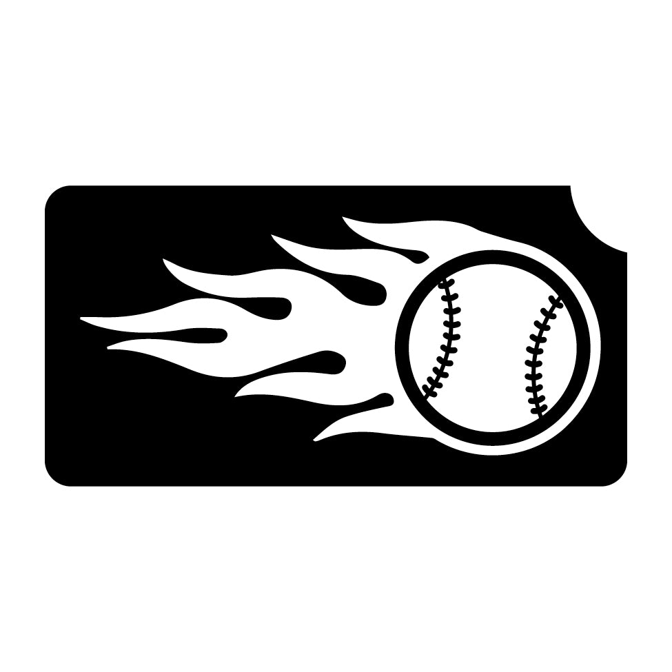 Art Factory Glitter Tattoo Stencil - 484 Baseball with Flames - Set of ...