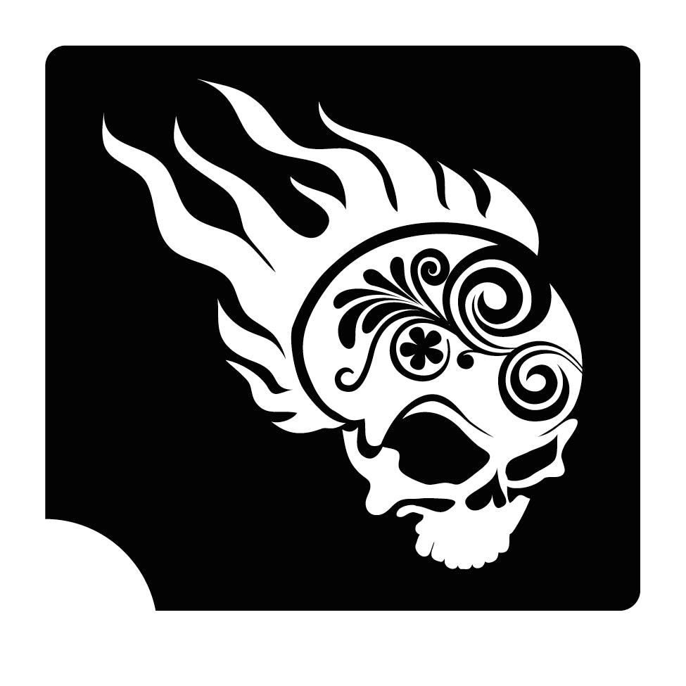 Art Factory Glitter Tattoo Stencil - 510 Flaming Sugar Skull Pixie - Set of 5 — www.artfactoryus.com